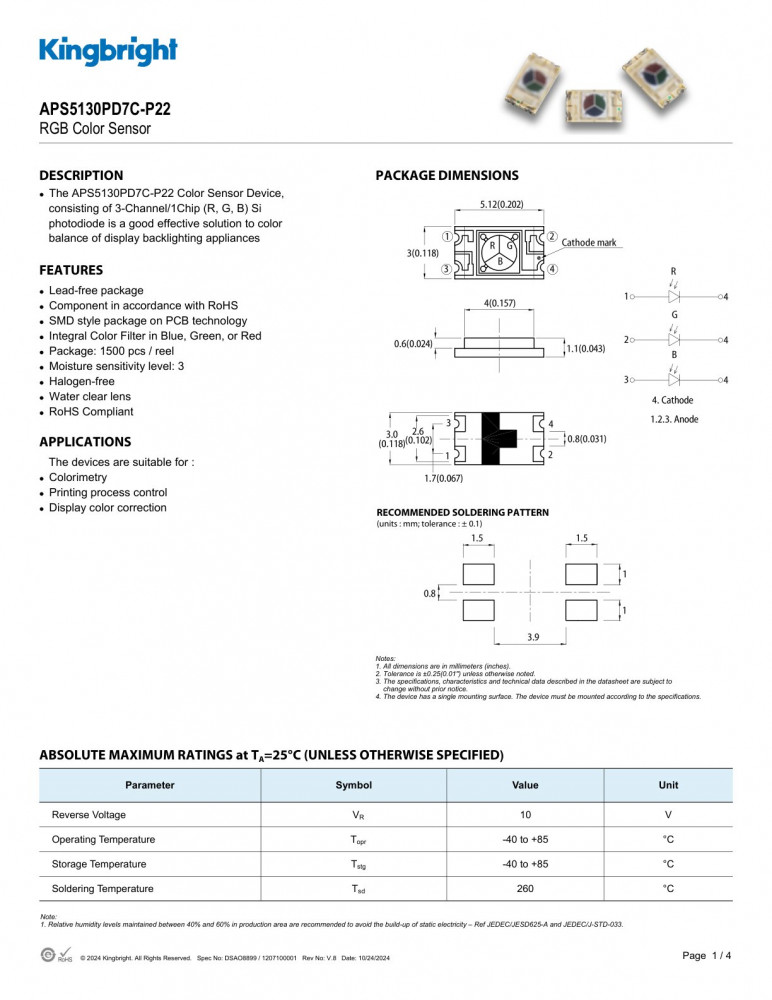 APS5130PD7C-P22 datasheet page 1