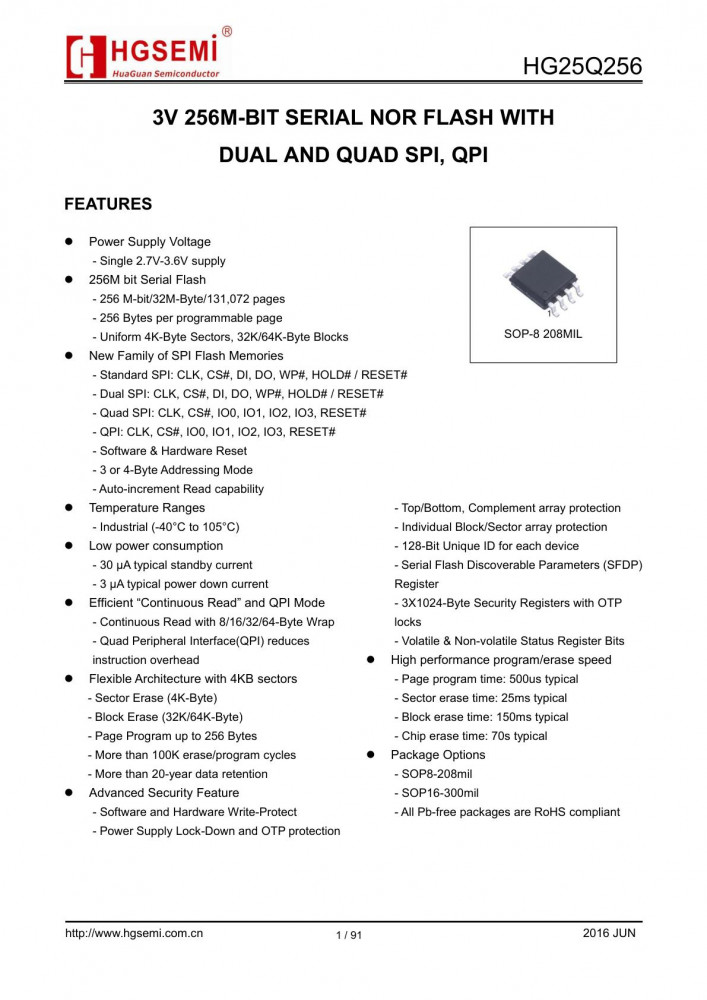 HG25Q256MW/TR datasheet page 1