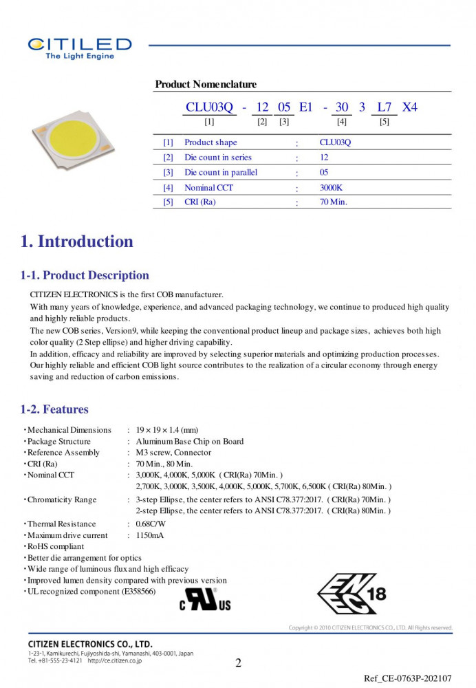 CITIZEN CLU03Q datasheet page 2