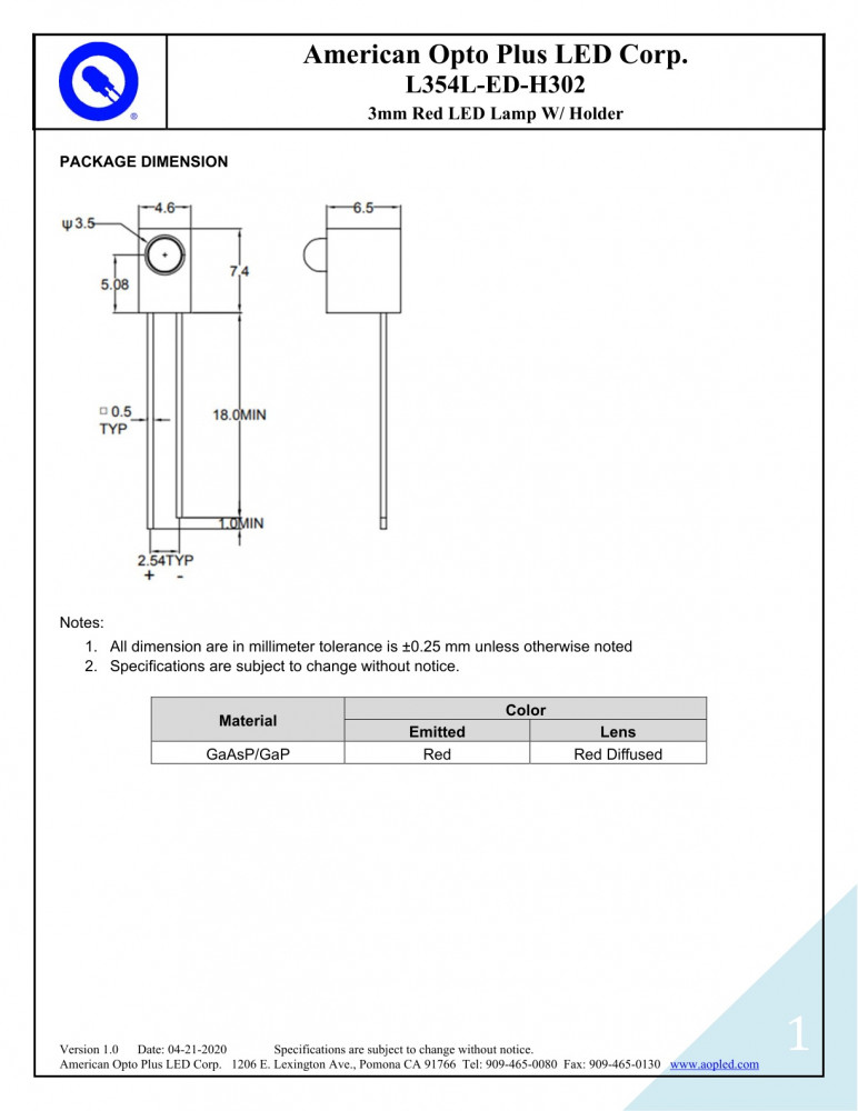 L354L-ED-H302 datasheet page 1