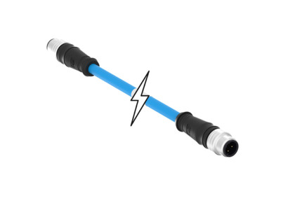 Micro-Change (M12) Double-Ended Cordset, 4 Poles, D-Coded, Male (Straight) to Male (Straight), 24 AWG, Teal TPU Cable, 2.0m (6.56') Length