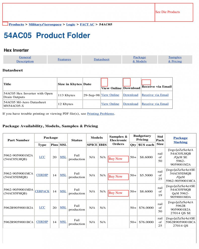 54AC05 datasheet page 7