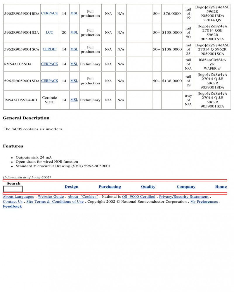 54AC05 datasheet page 8