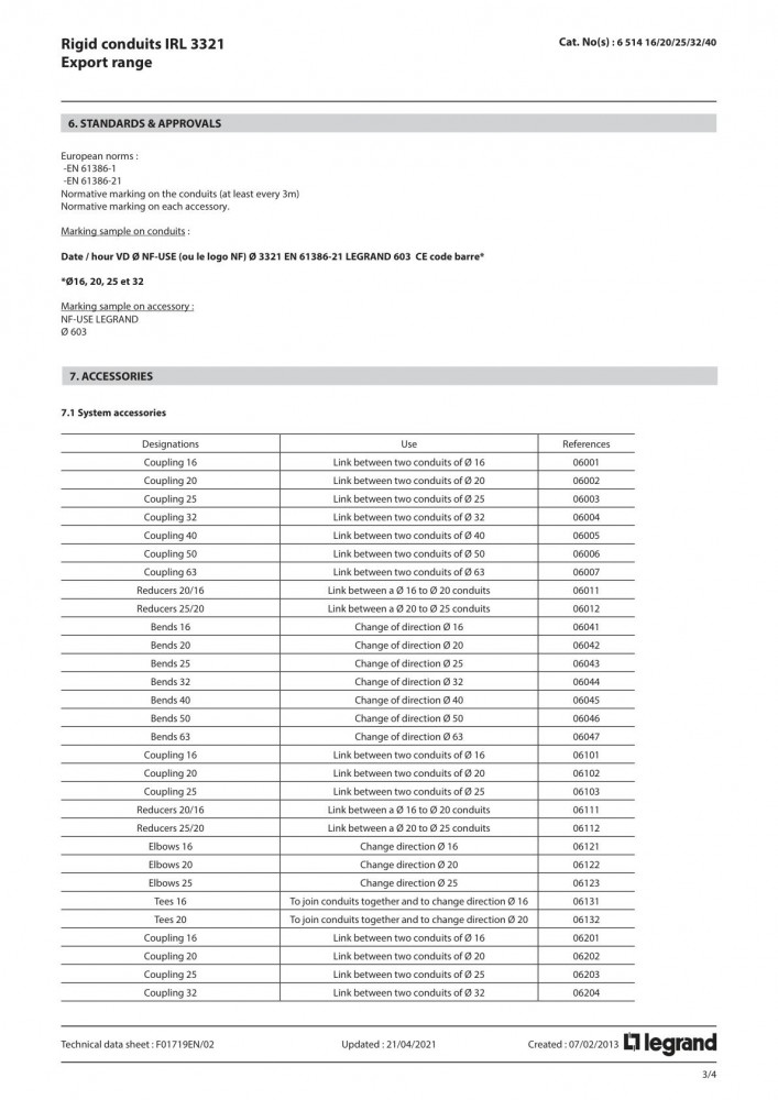 Legrand conduit technical document page 3