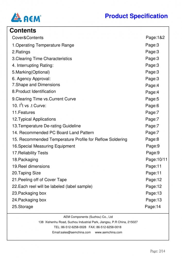 AEM F0603FA1000V032T datasheet page 2