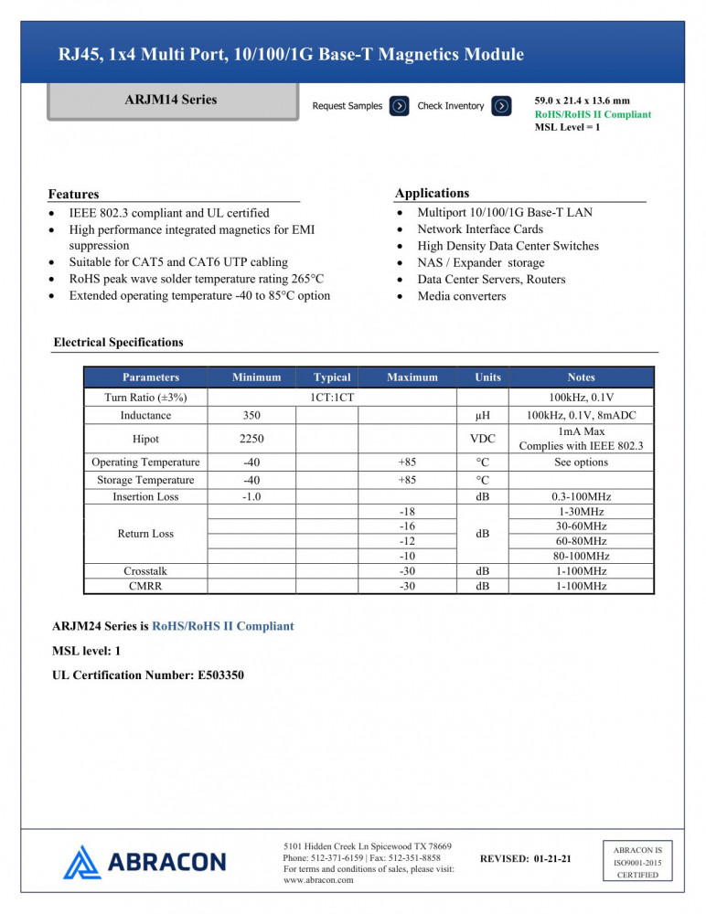 ARJM14 series datasheet page 1