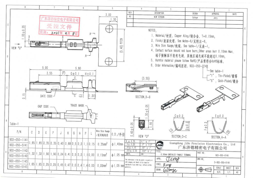 JIDC 922-050-1141 technical drawing