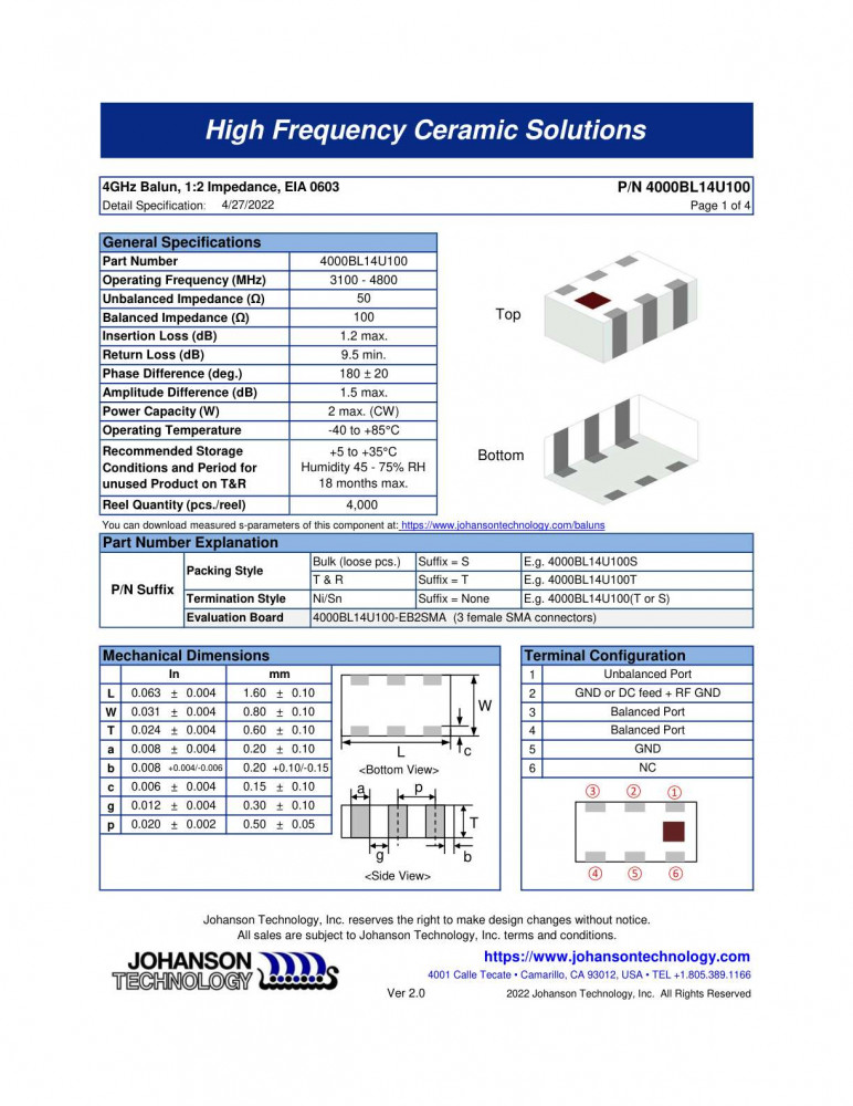 4000BL14U100T datasheet page 1