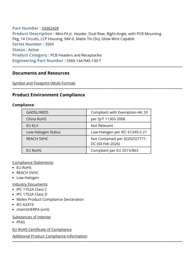 MOLEX 50362428 product document image 1