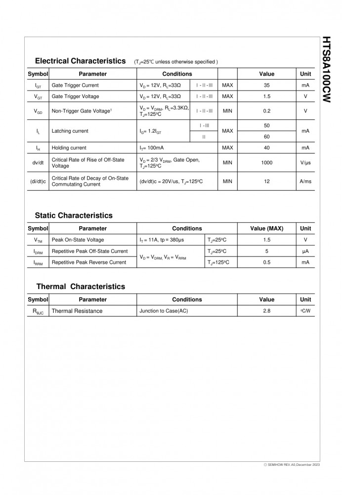 HTS8A100CW datasheet page 2
