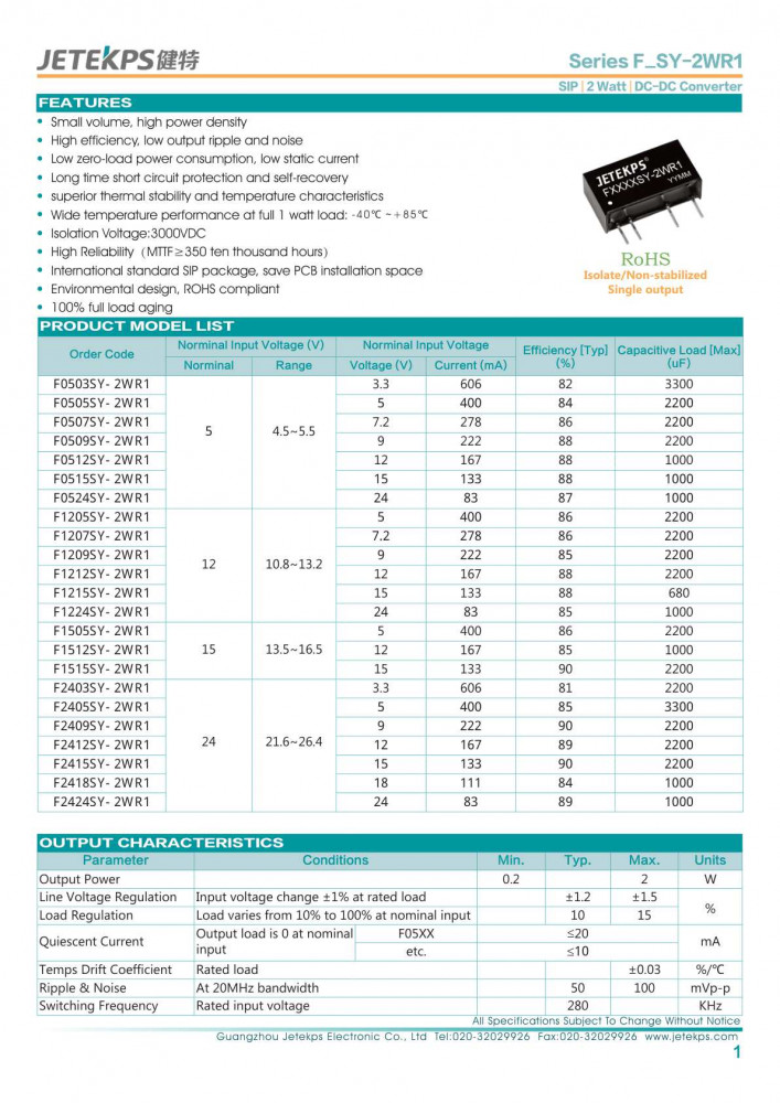 F2405SY-2WR1 datasheet page 1