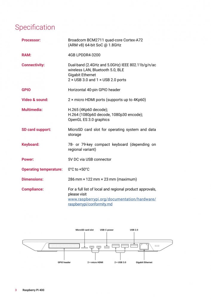 Raspberry Pi 400 documentation page 3