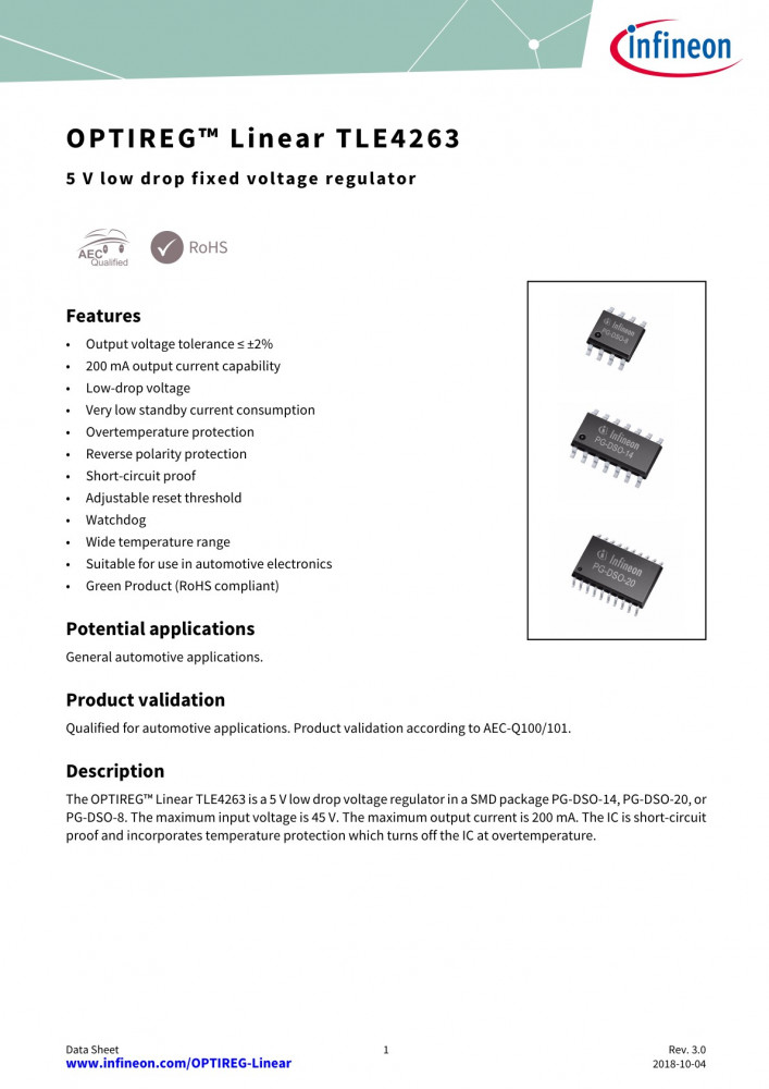 TLE4263 technical document page 1