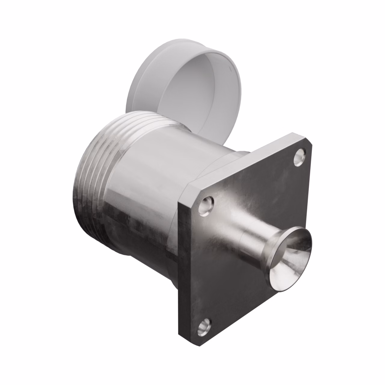DIN 7/16 Jack, Straight, 4-Hole Flange Mount, Solder for 1/4