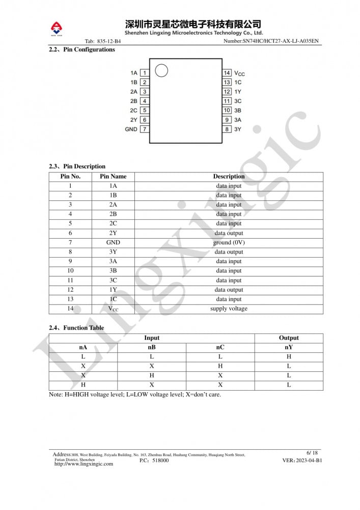 SN74HC27N datasheet page 6