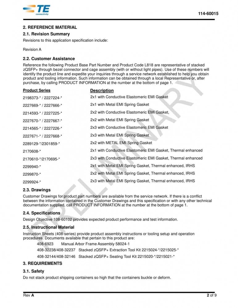 TE Connectivity 2299870-1 application specification page 2