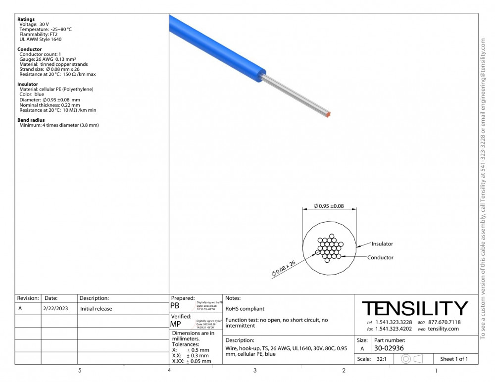 Tensility International 30-02936 product drawing