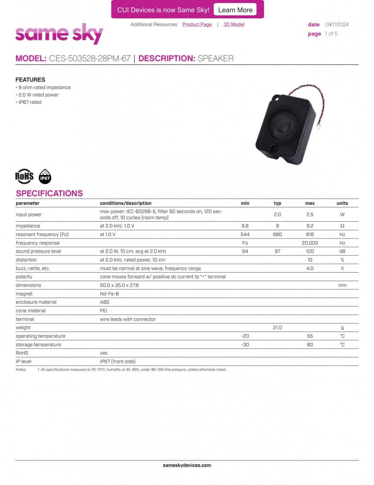 CES-503528-28PM-67 datasheet page 1