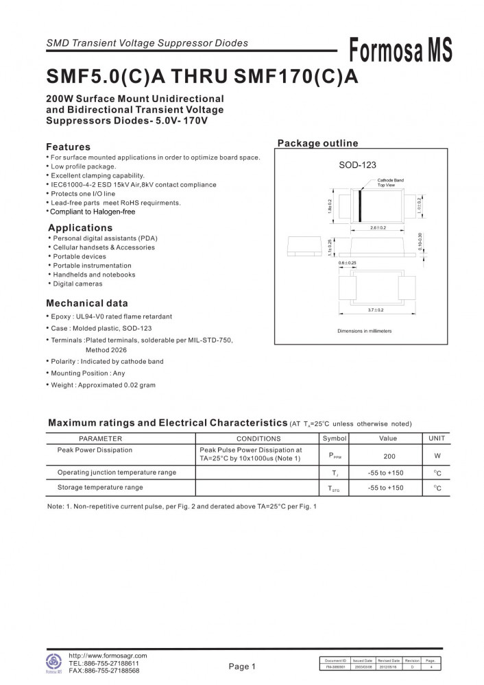 FMS SMF series datasheet page 1