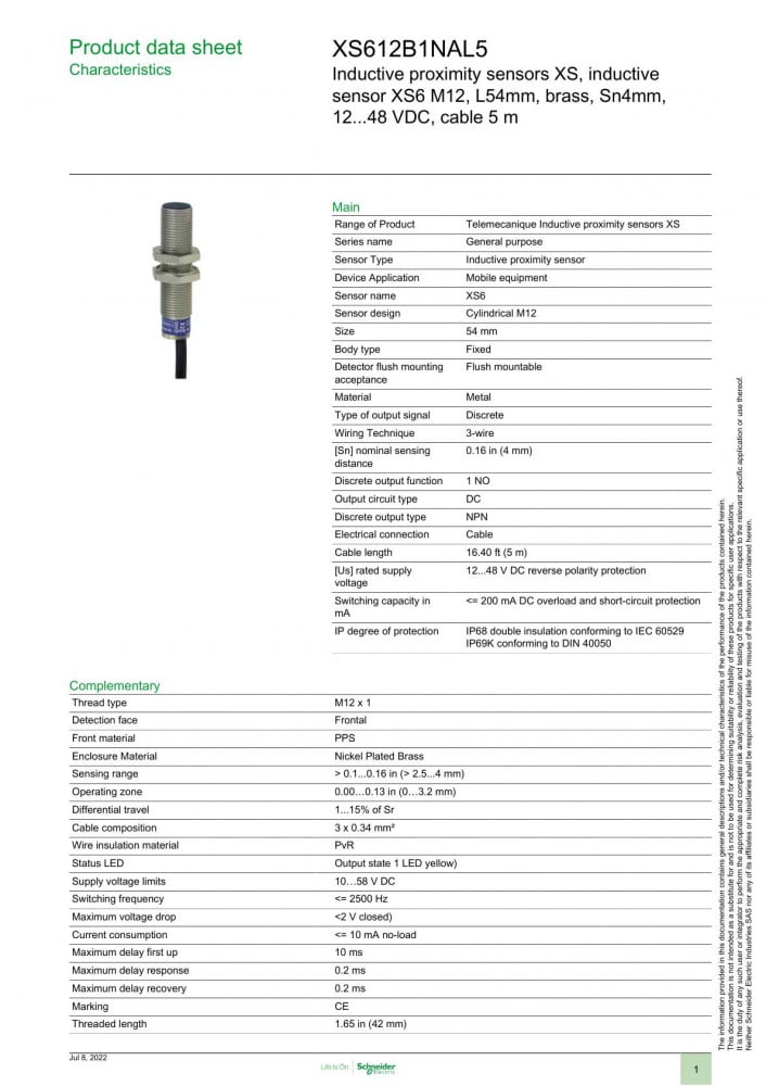 XS612B1NAL5 technical document page 1
