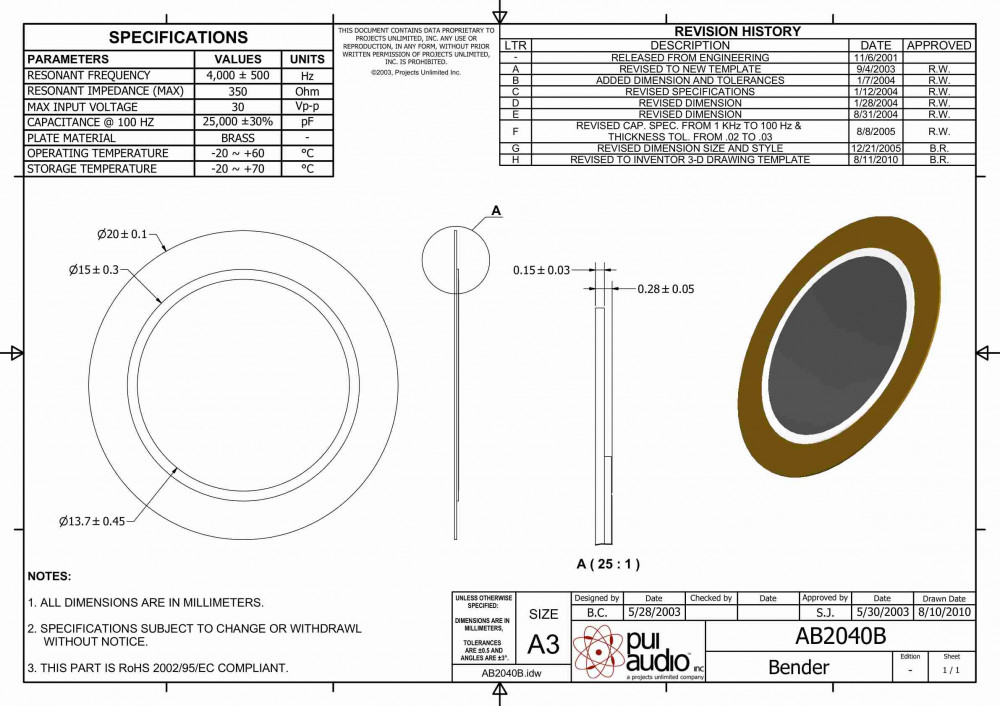 AB2040B technical drawing and specification page