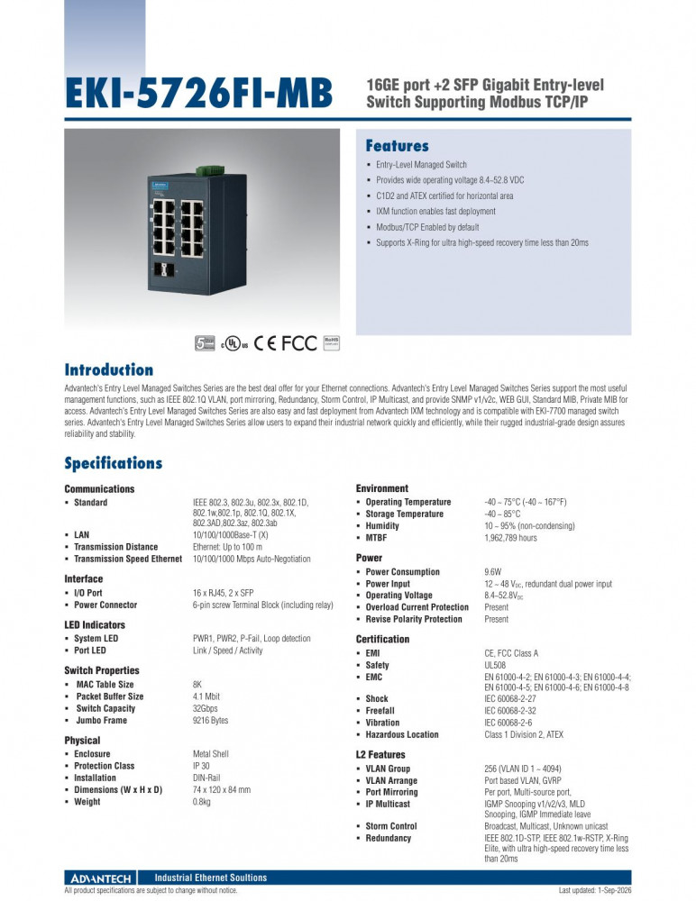 EKI-5726FI-MB product document image, page 1