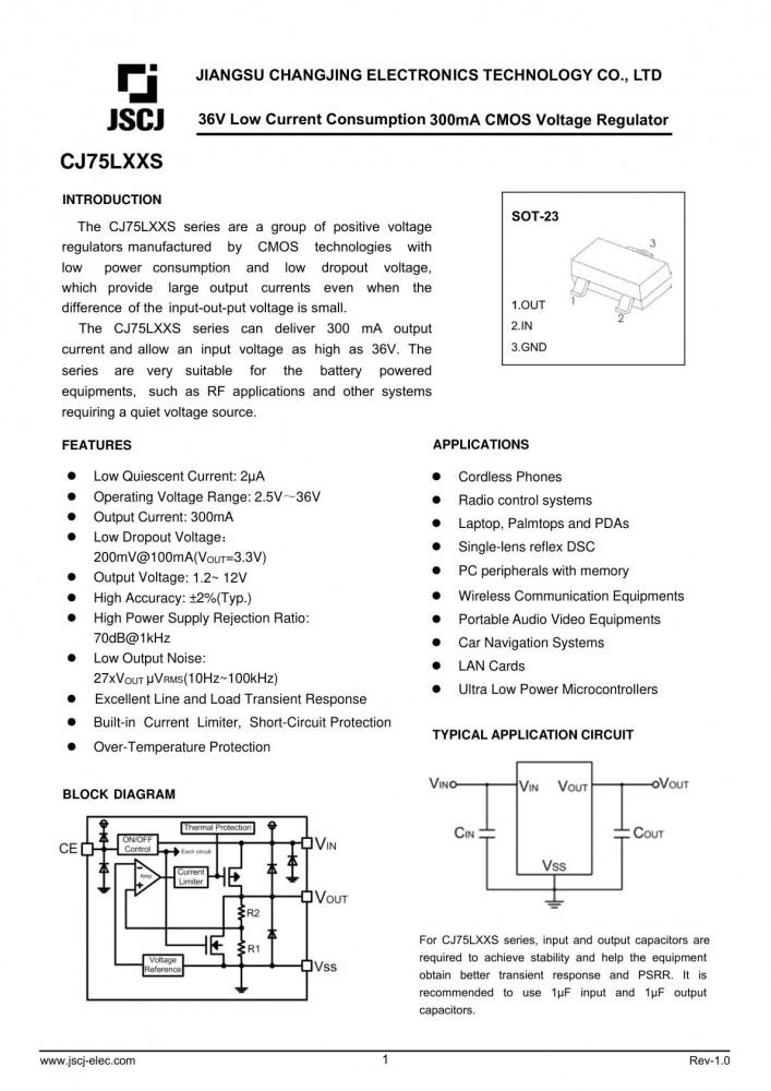 CJ75L05S datasheet page 1