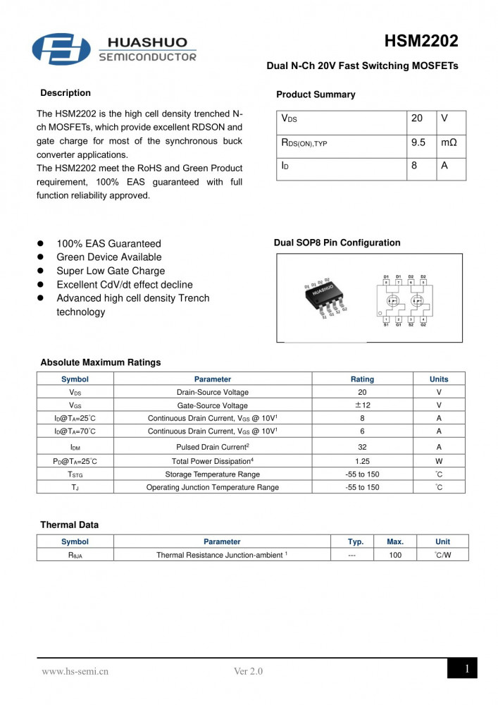 HSM2202 datasheet page 1