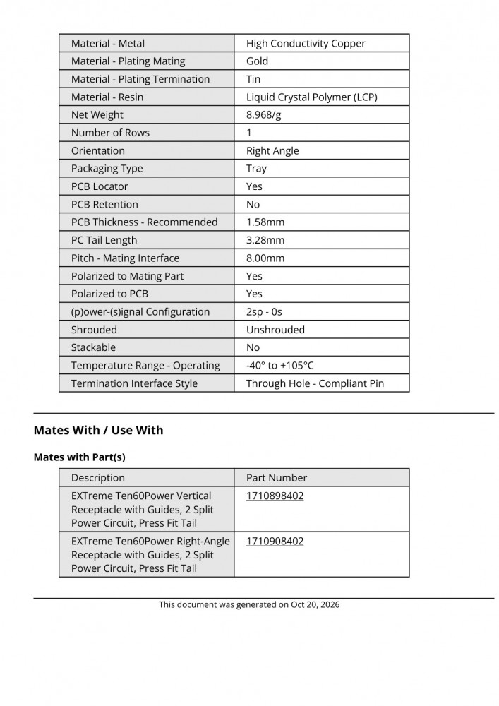 Technical document image 3 for MOLEX 1710888402