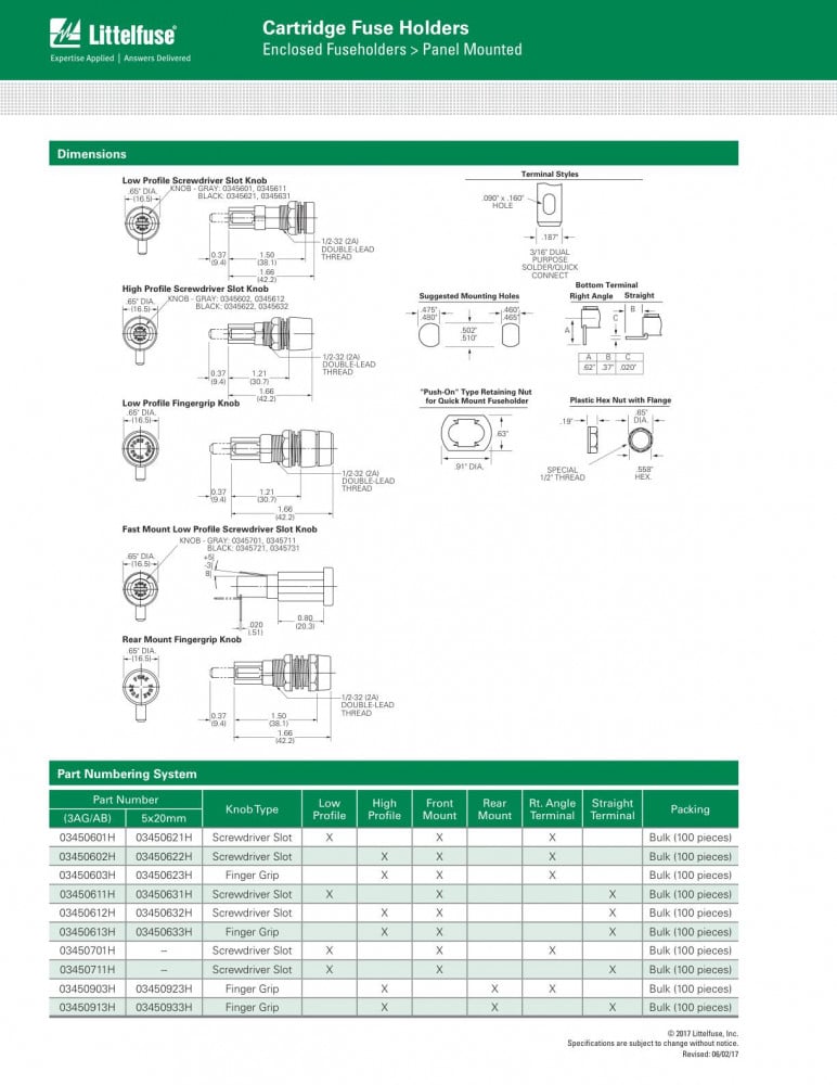 Littelfuse 345 Series ordering information