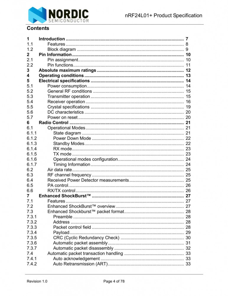 NRF24L01P-R7 datasheet page 4