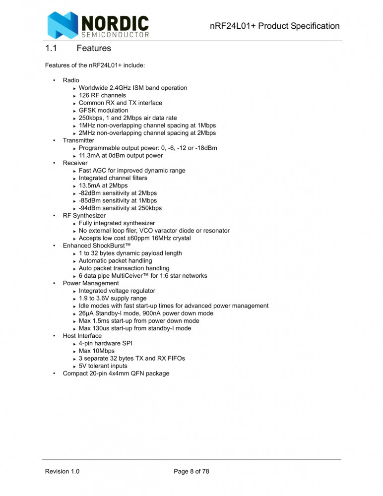 NRF24L01P-R7 datasheet page 8