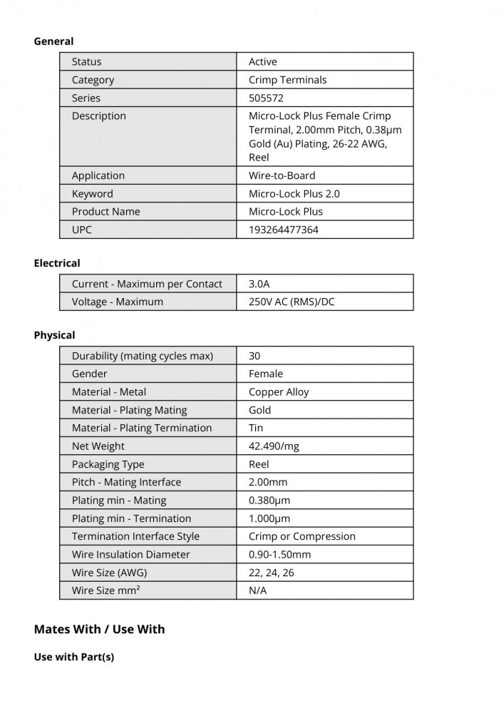 Technical document page 2 for product reference