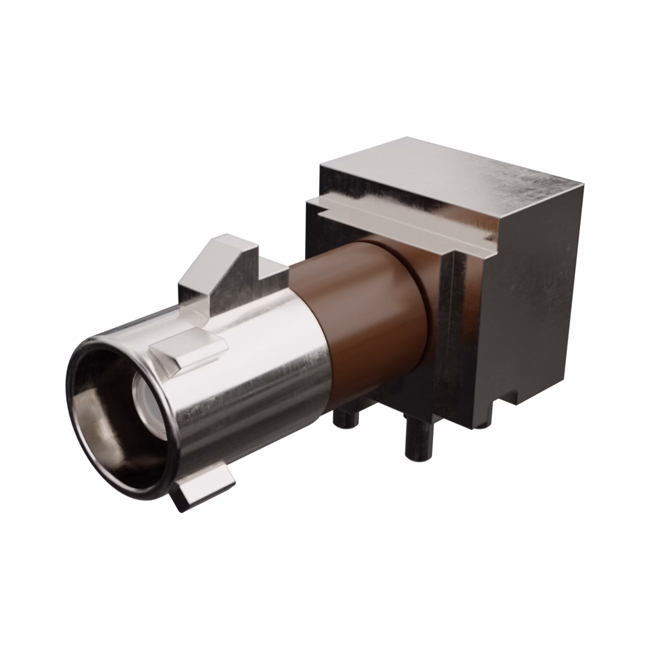 FAKRA Jack, Right-Angle, PCB Receptacle, Through Hole, Die Cast Body, Tin (Sn) Plated,Keying Code F, Tray, 50 Ohms for sale