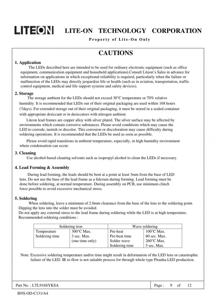 LTL916SYKSA datasheet page 10