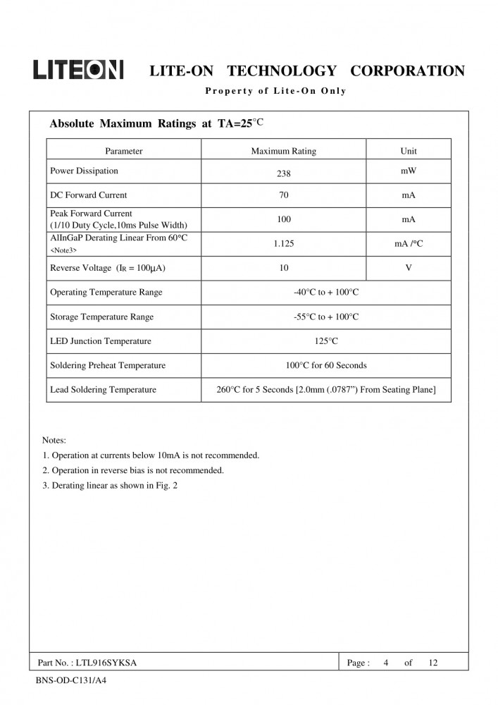 LTL916SYKSA datasheet page 5