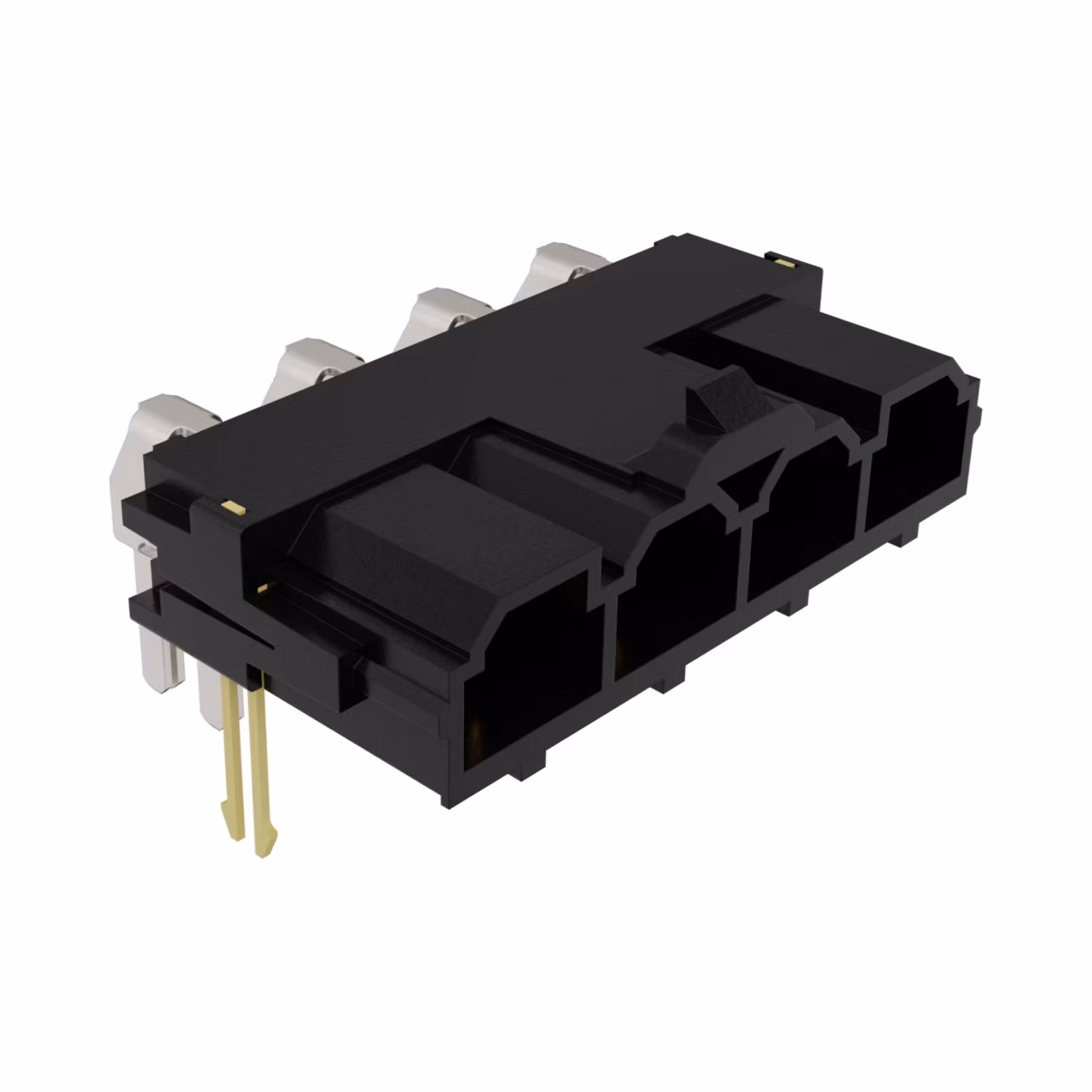 Mini-Fit Sr. Right-Angle Header, 10.00mm Pitch, Single Row, 4 Circuits, 8.30mm Tail Length, for 6.35mm PCB, 0.76µm Gold (Au) Plating, with Clip for sale