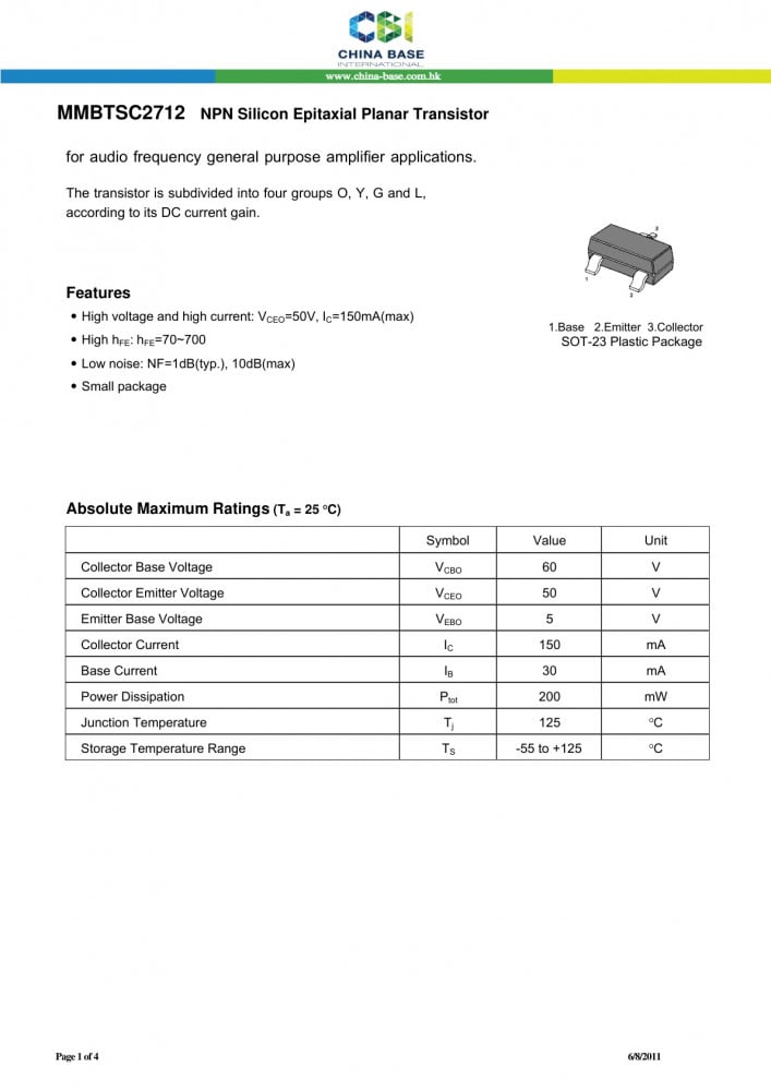 MMBTSC2712 datasheet page 1