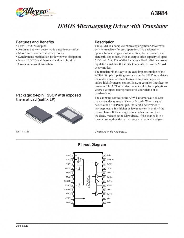 A3984SLPTR-T datasheet page 1