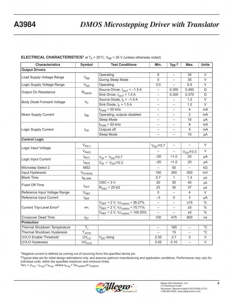 A3984SLPTR-T datasheet page 4