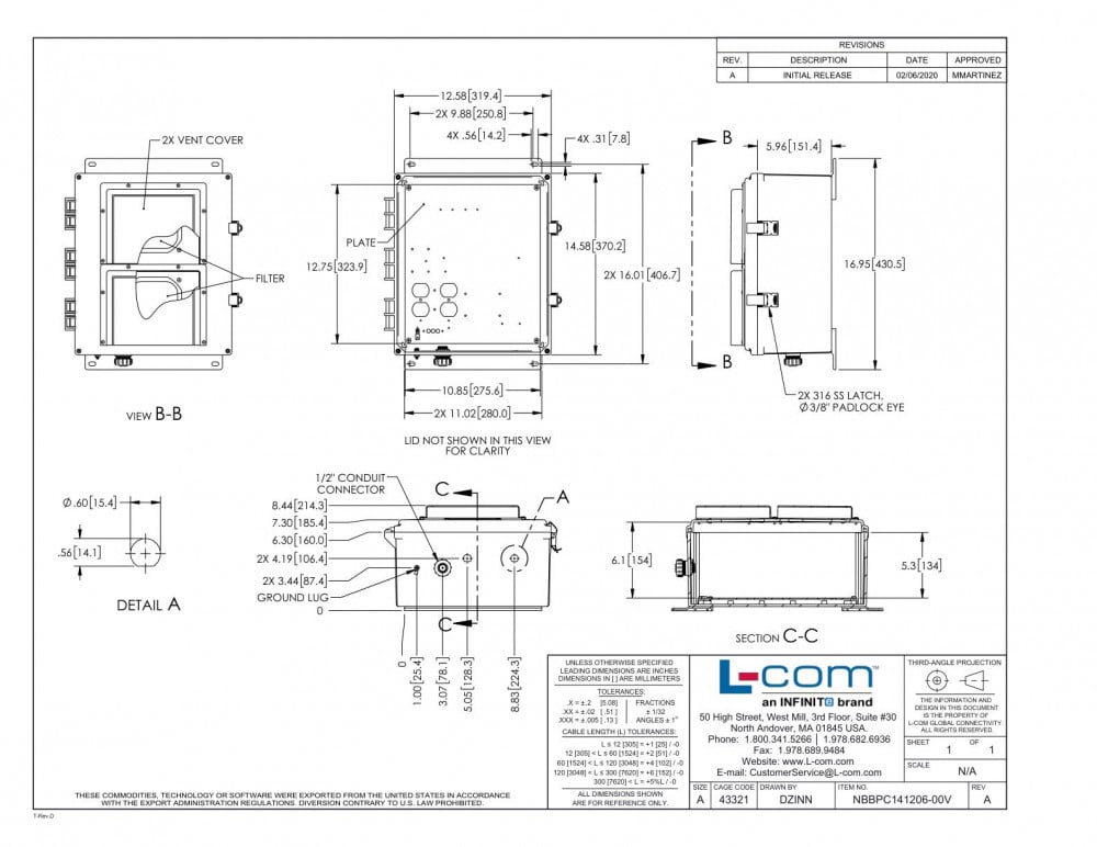 L-com NBBPC141206-00V technical document page