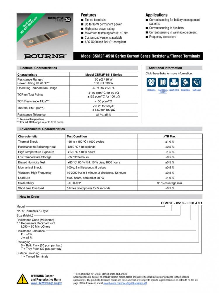 BOURNS CSM2F-8518 datasheet page 1