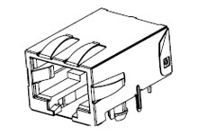 Modular Jack, Right-Angle, Compact, 8/8, 2 Ports, Even Tails, with Enhanced Ground Tabs