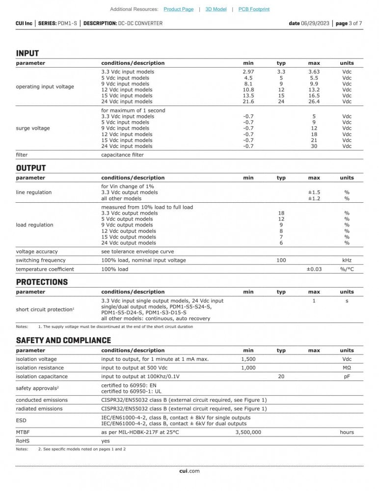 PDM1-S series datasheet page 3