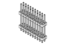 C-Grid Header, Through Hole, Dual Row Dual Body, Vertical, 0.75µm Gold (Au) Plating, 26.60mm Stacking Height, Tray Packaging, 20 Circuits, Lead-Free