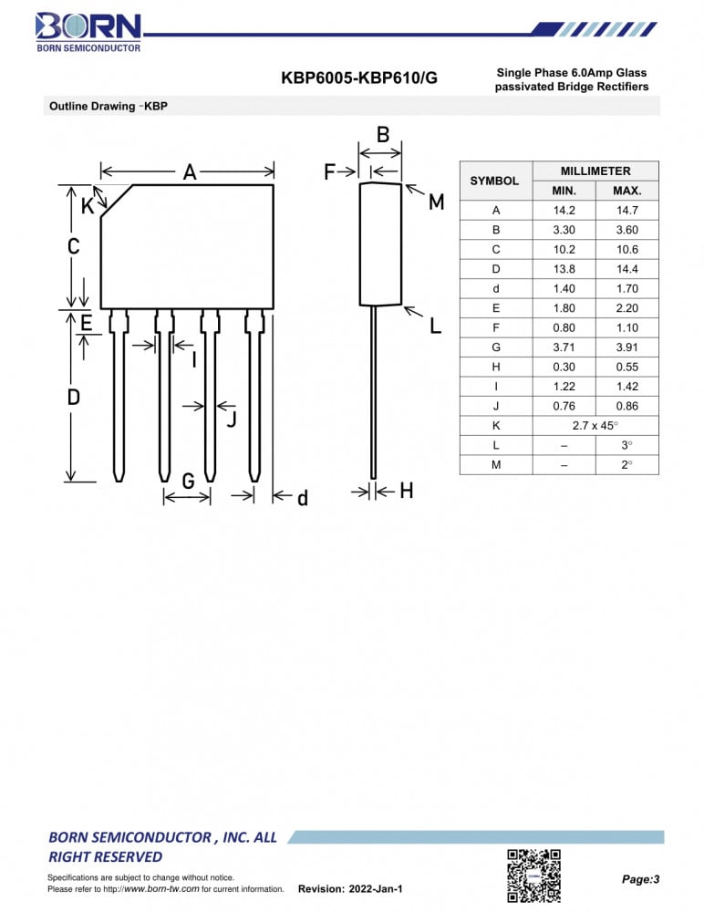 BORN KBP610 datasheet page 3