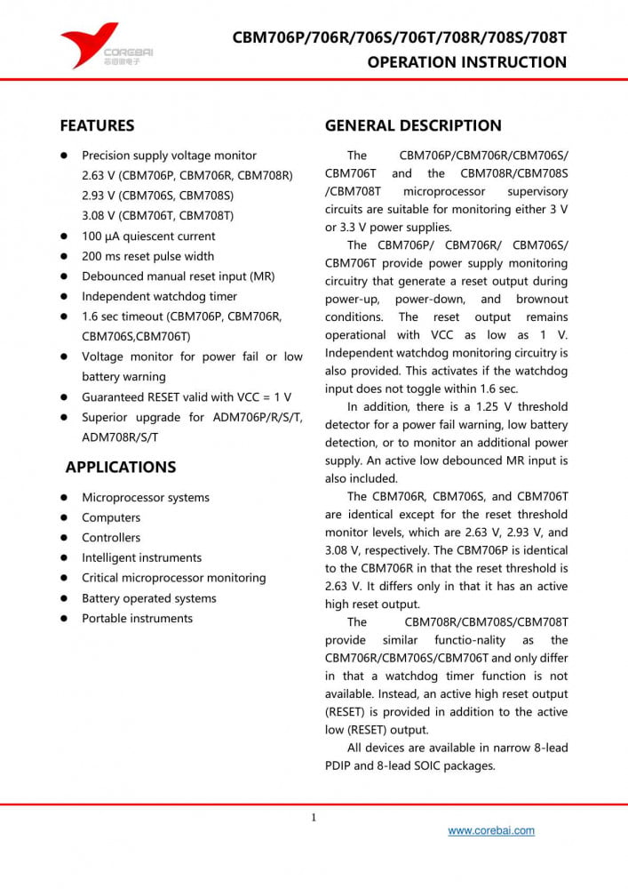 CBM708SAS8 datasheet page 1