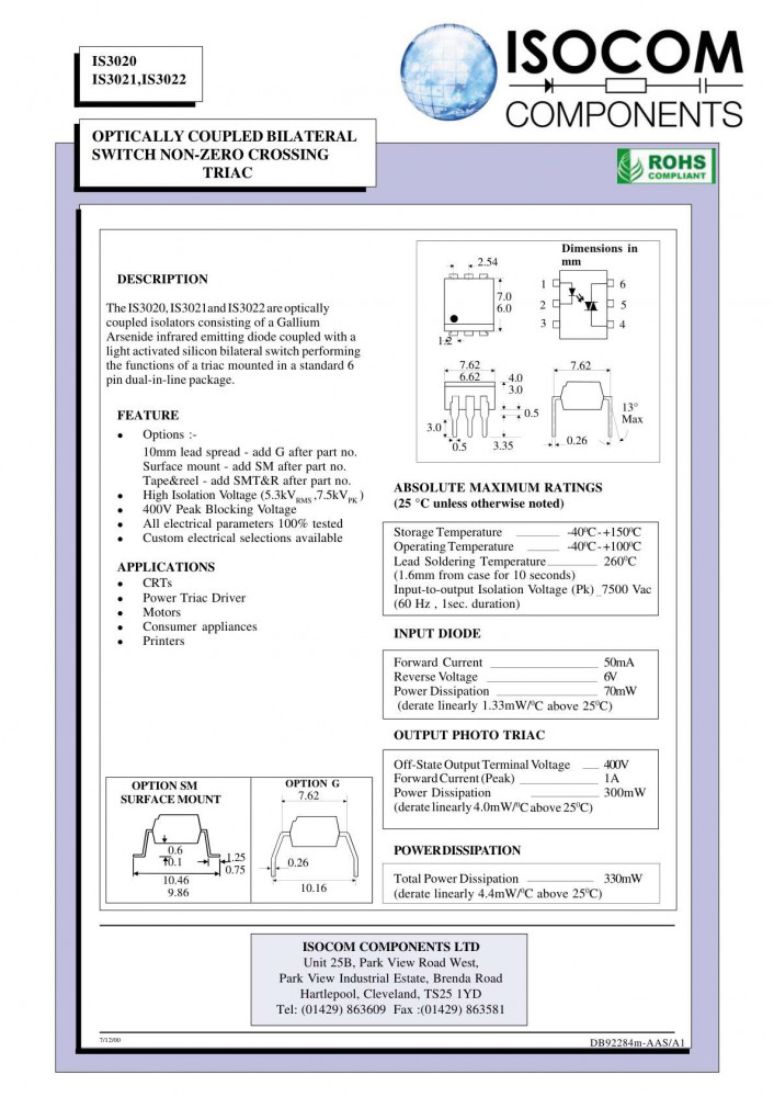 IS3020 datasheet page 1
