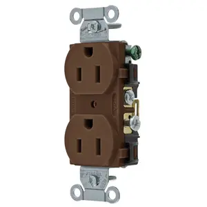 Straight Blade Devices, Receptacles, Duplex, Commercial Grade, 2-Pole 3-Wire Grounding, 15A 125V, 5-15R, Brown, Single Pack for sale