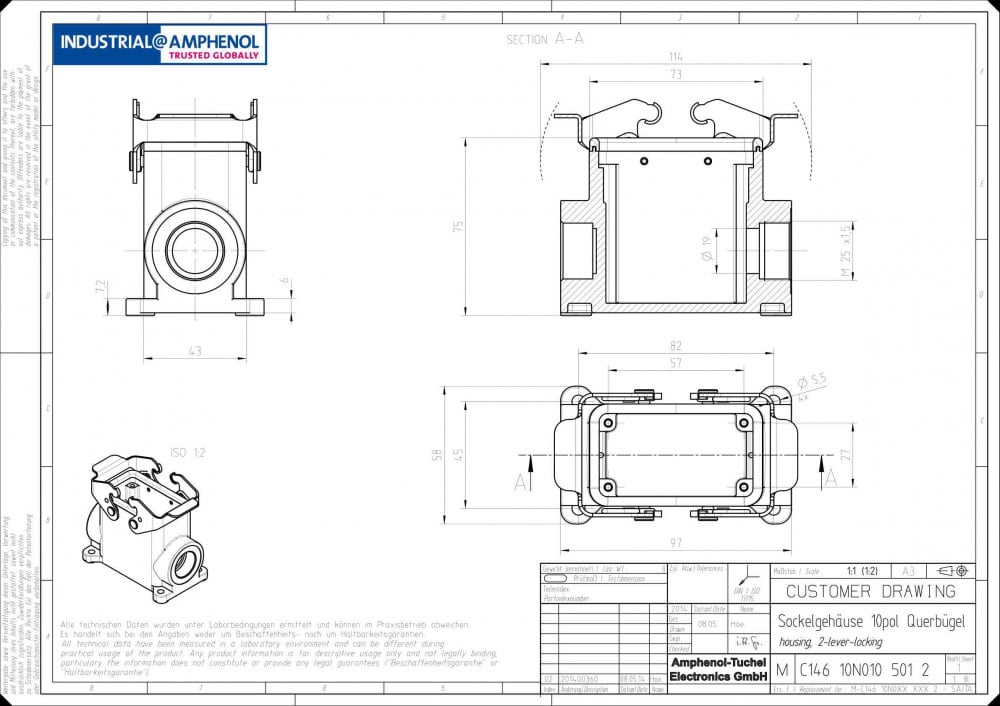 Amphenol C14610N0105012 technical document page
